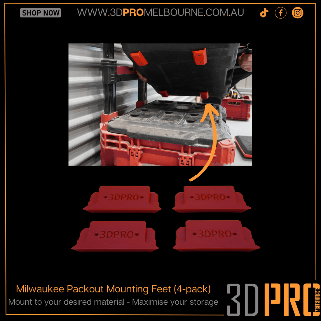 Explore our Milwaukee Packout mounting feet collections | 3D Pro
